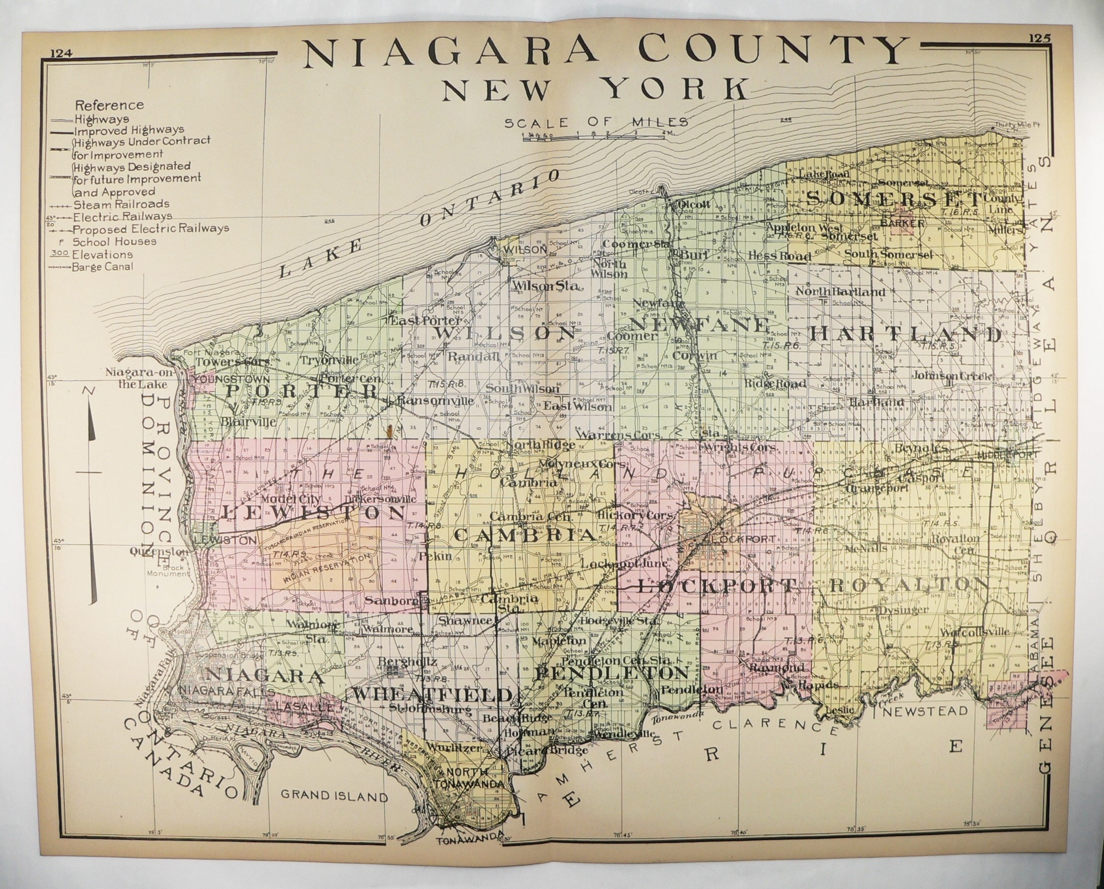 Large Vintage Map Niagara County New York Map 1912 Large Map - Etsy UK