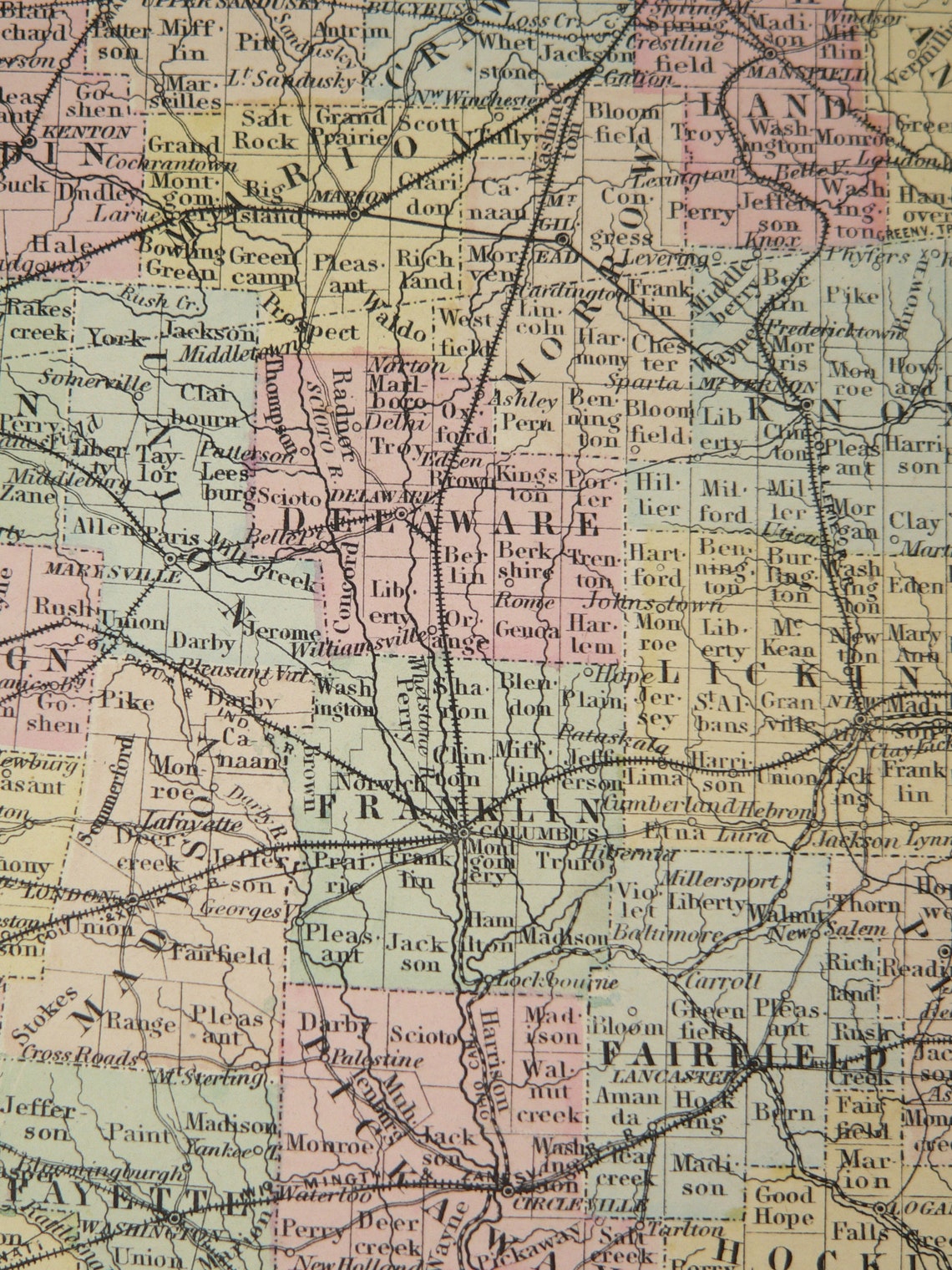 Antique Ohio Map 1856 Colton Map Original Vintage Map | Etsy