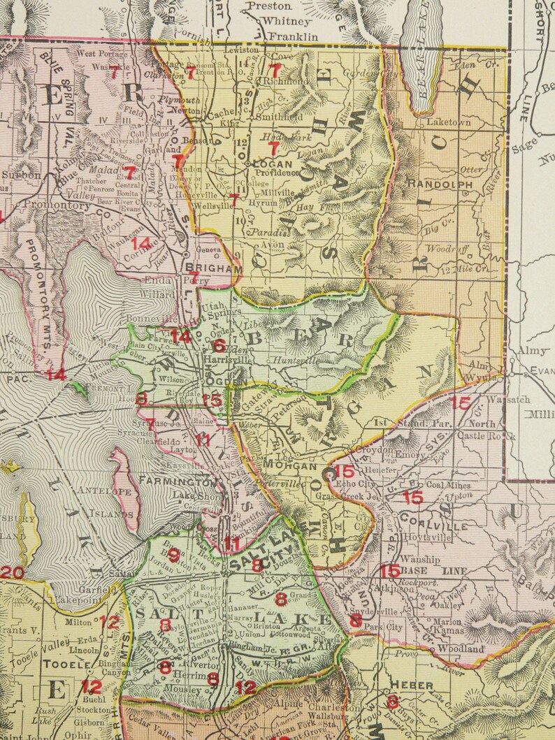1908 Vintage Utah Map Real Antique Map of Utah Railroad Map - Etsy