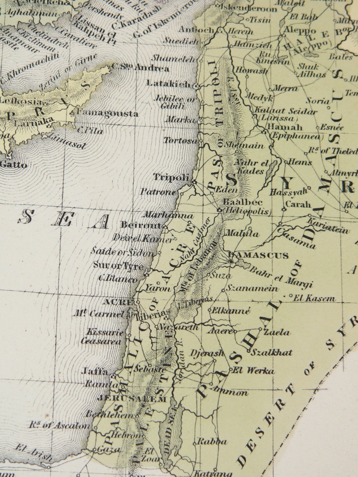 1800s Antique Turkey Map Iraq Syria Map Palestine Middle | Etsy