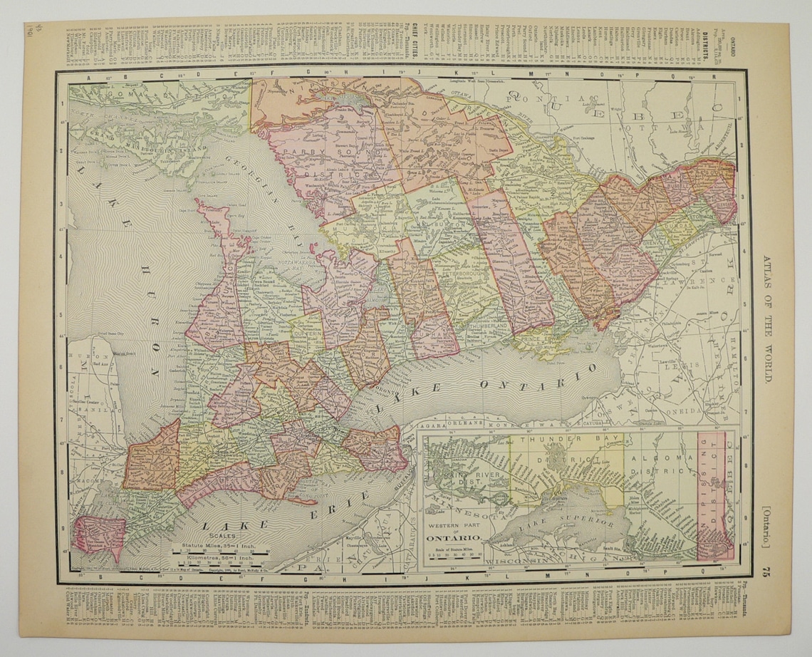 Quebec and Ontario Canada 1901 Antique Map | Etsy