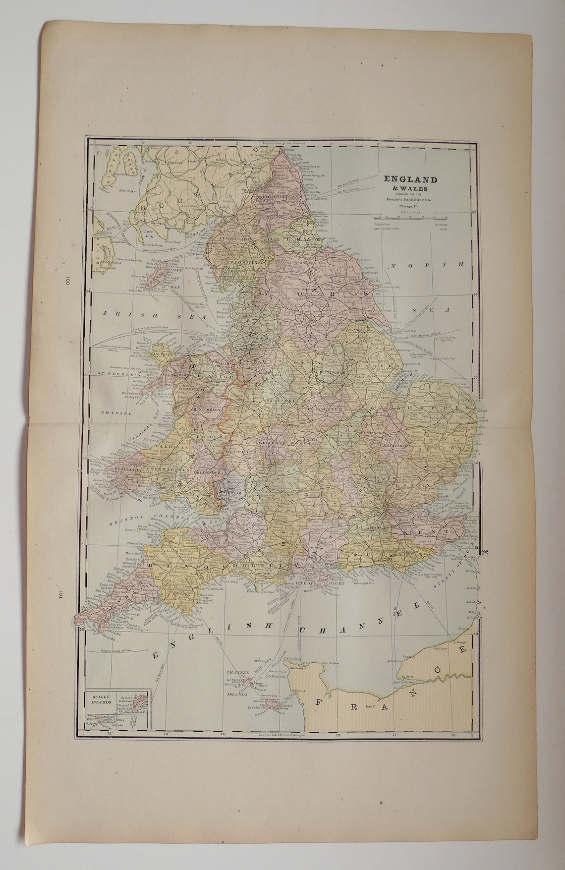 Vintage Map of England 1889 Original Antique Map of Cuba, Bahama ...