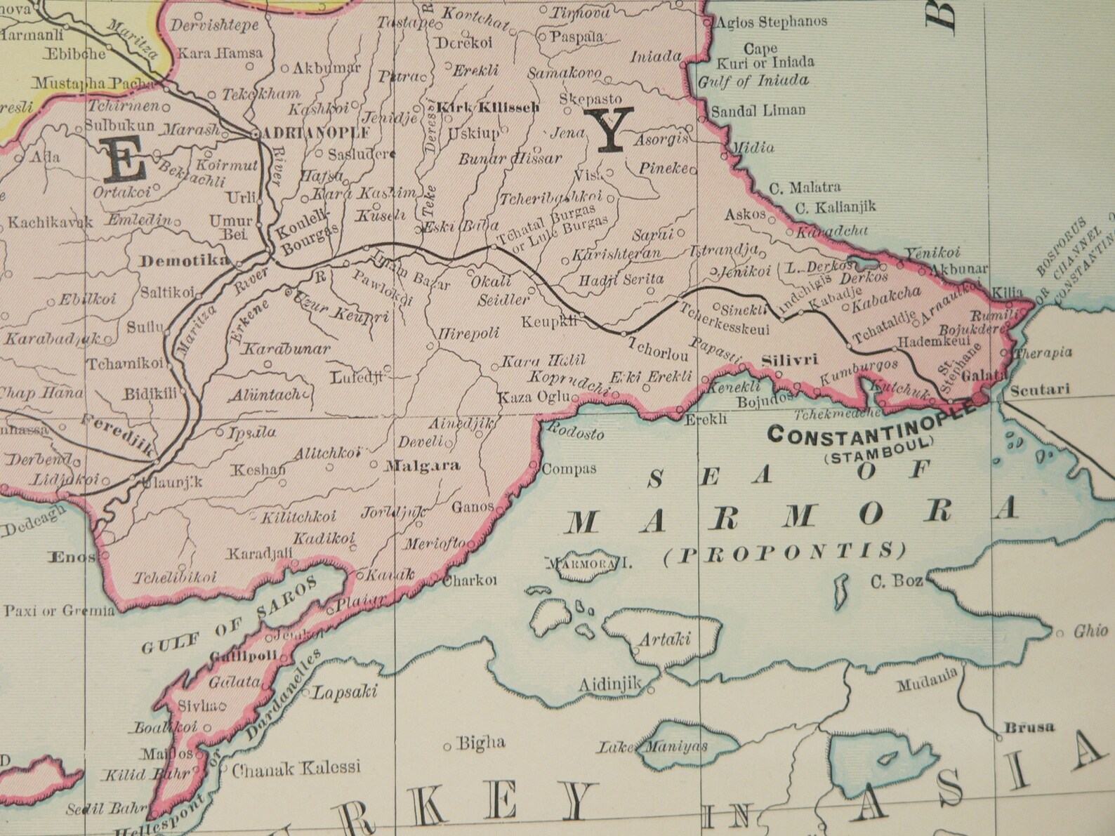 Old Turkey Map 1912 Large Map of Balkan Peninsula, Romania Serbia ...