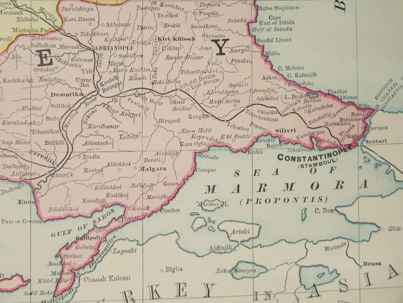 Old Turkey Map 1912 Large Map of Balkan Peninsula Romania - Etsy