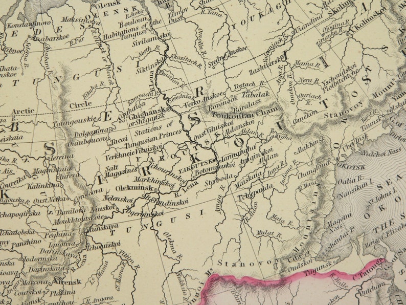 1858 Russia in Asia Map Siberia Tartary Map 1858 Mitchell Map | Etsy