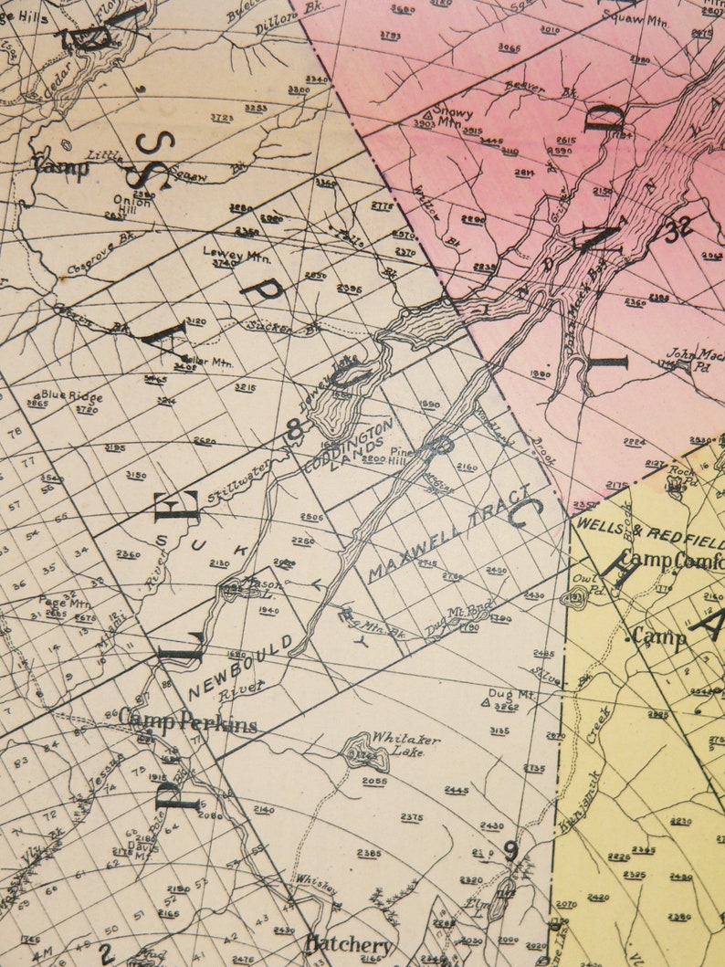 Large Map Hamilton County NY Map New York County Adirondack - Etsy