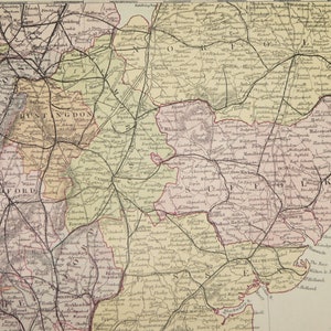 1873 Antique England Map 1873 A C Black Map of Southern England ...