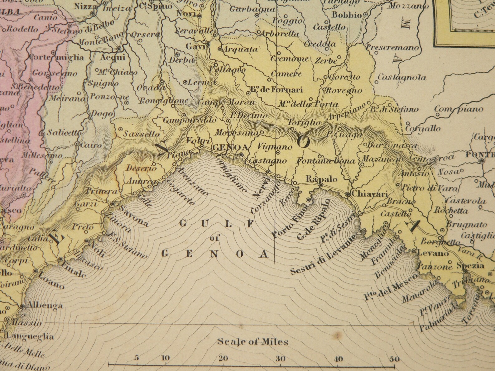 1852 Antique Italy Map Northwest Italy Sardinia Map 1852 Mitchell Map ...