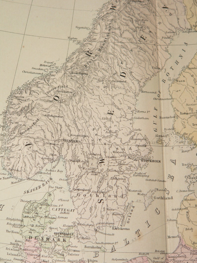 Large Europe Map 1889 Vintage Map of Europe Unique Gift for | Etsy