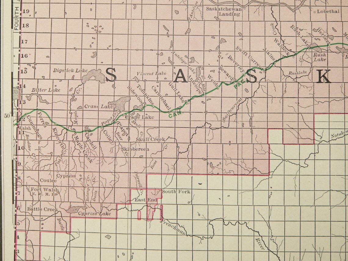 Vintage 1908 Map of Saskatchewan Canada Original Antique Map - Etsy
