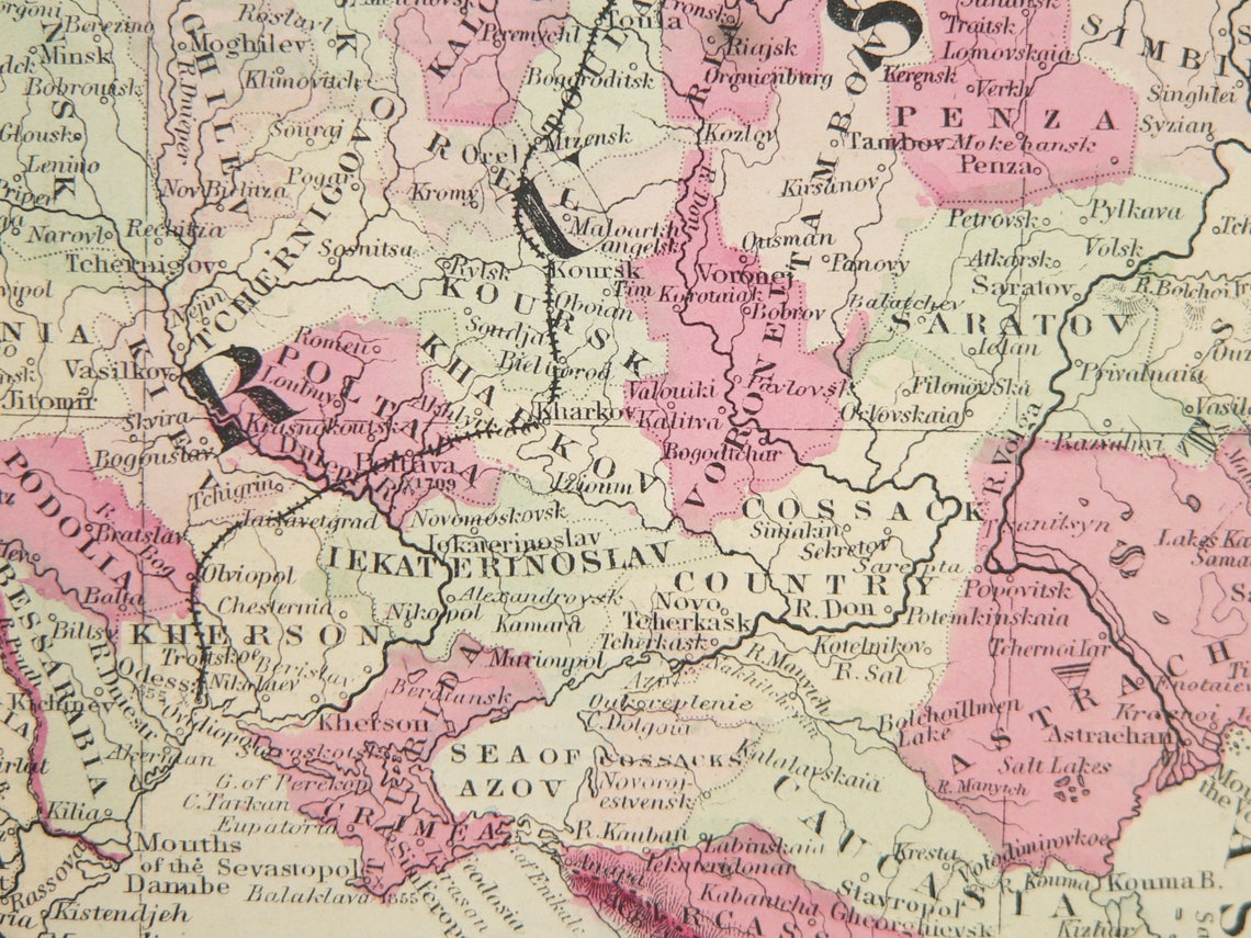 Antique Europe Map Large Vintage Map of Europe 1864 Johnson - Etsy