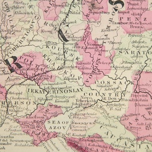 Antique Europe Map, Large Vintage Map of Europe 1864 Johnson Map ...