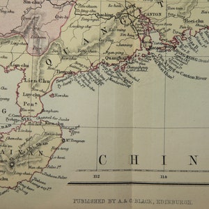 Large Antique Map of China, Original Vintage China Map With Formosa ...