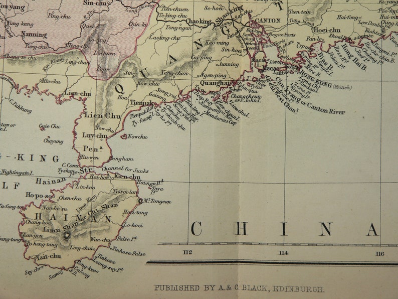 Large Antique Map of China Original Vintage China Map With - Etsy