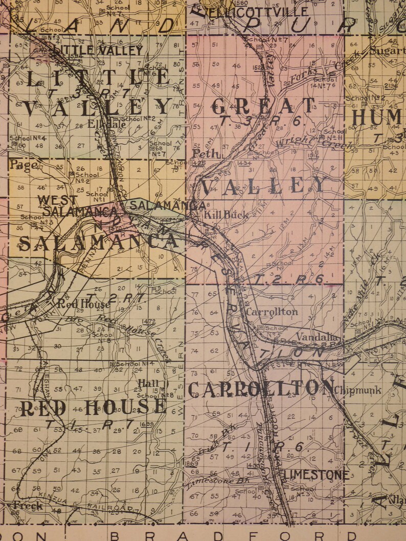 Large 1912 Map of Cattaraugus County NY Map New York County | Etsy