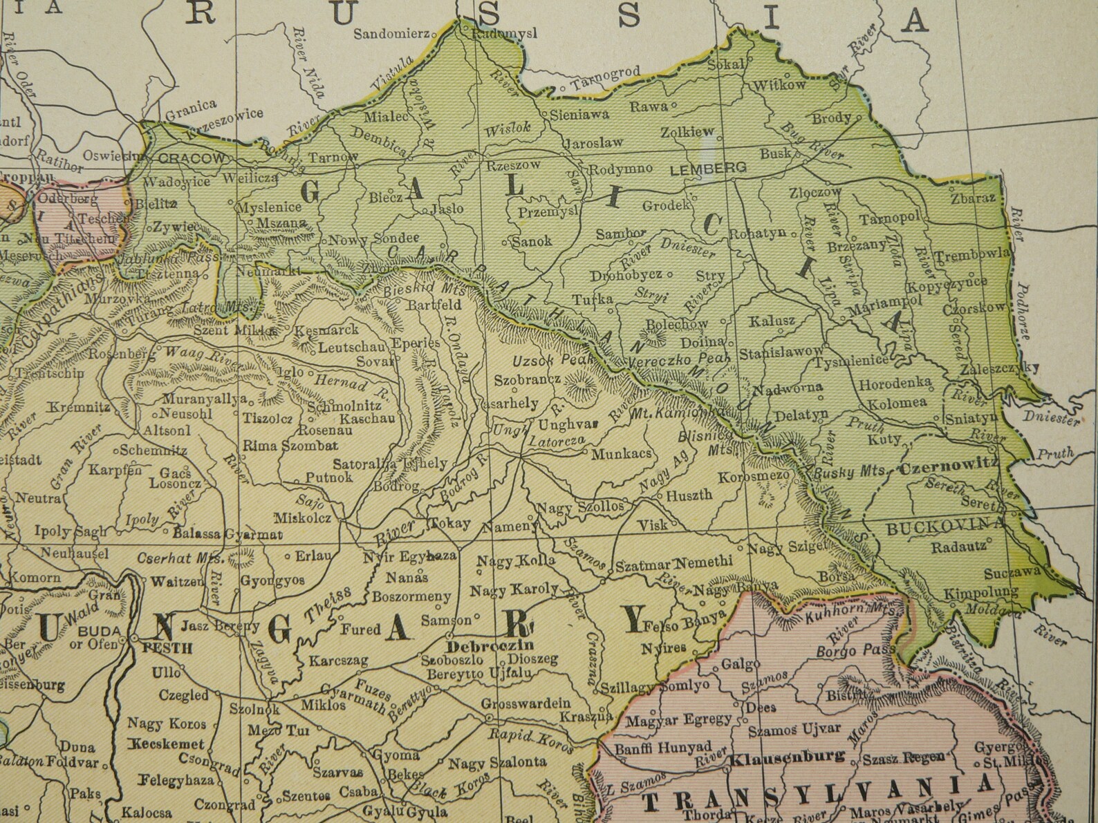 Vintage Russia Map and Austria Map 1888 Original Antique Map of Russia ...