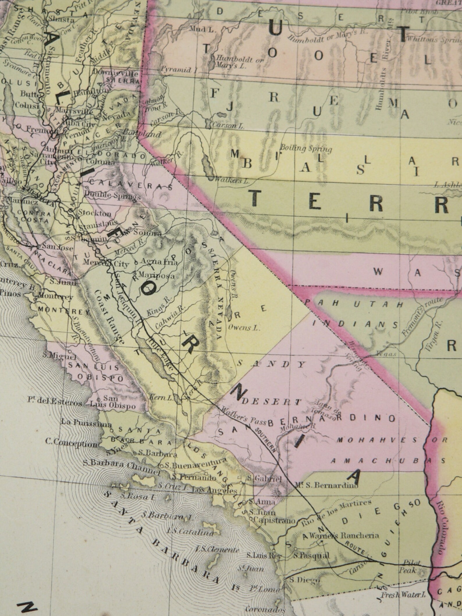 Rare 1855 United States Map by Mitchell California New | Etsy