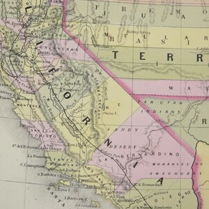 1855 Mitchell Map, Western US, California, New Mexico, Original Antique ...