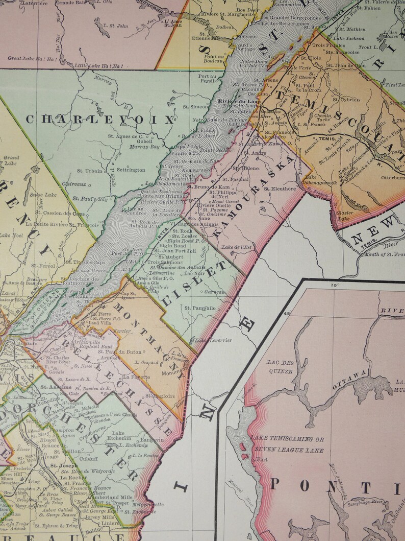 Large Map of Quebec Canada 1892 Vintage Quebec Map New Home - Etsy