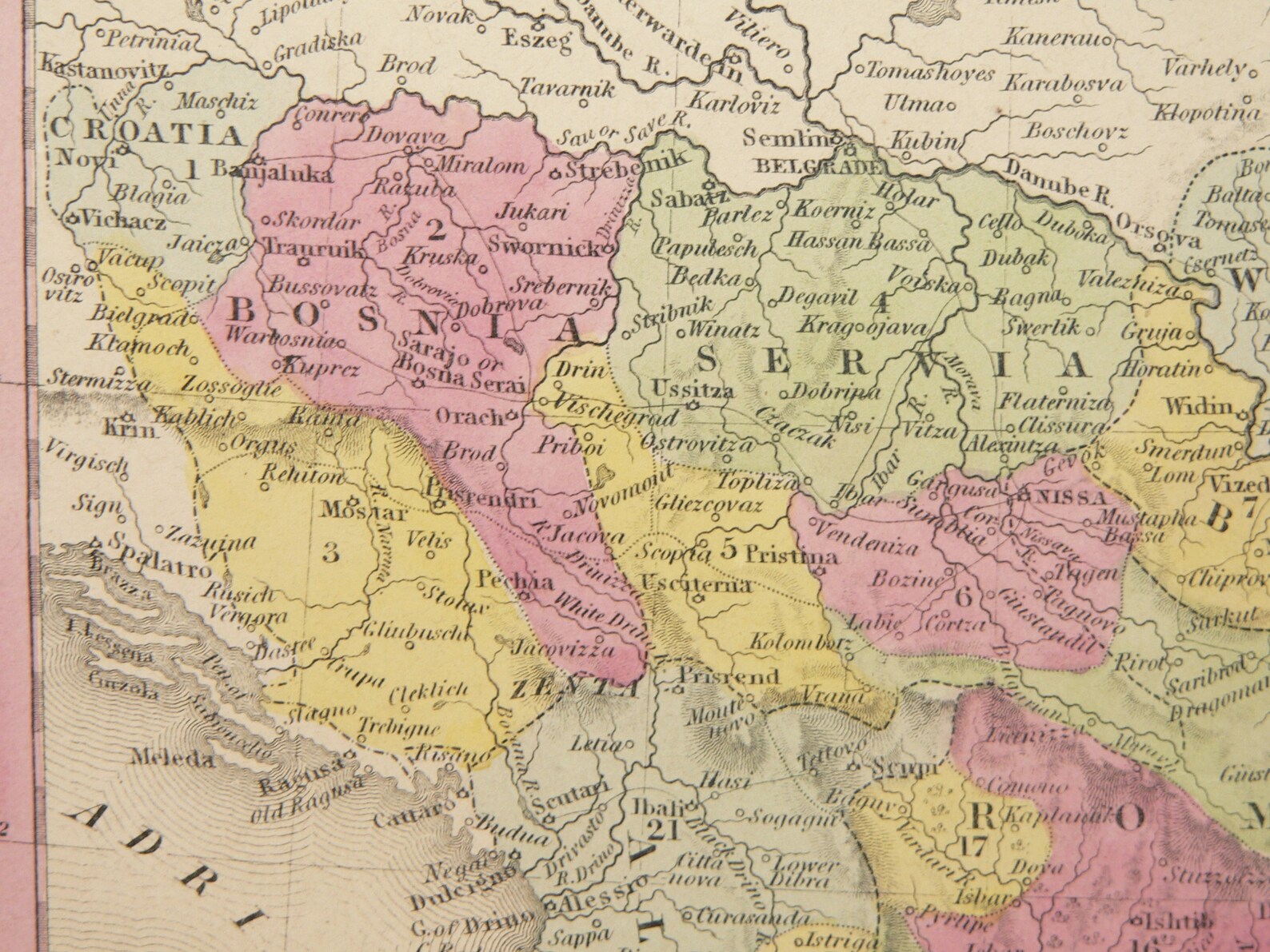 Antique Turkey Map 1852 Mitchell Map of Turkey, Handcolored Map, Turkey ...