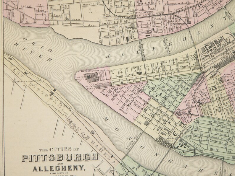 Antique Map Pittsburgh PA Cincinnati Map 1881 Colton Map | Etsy