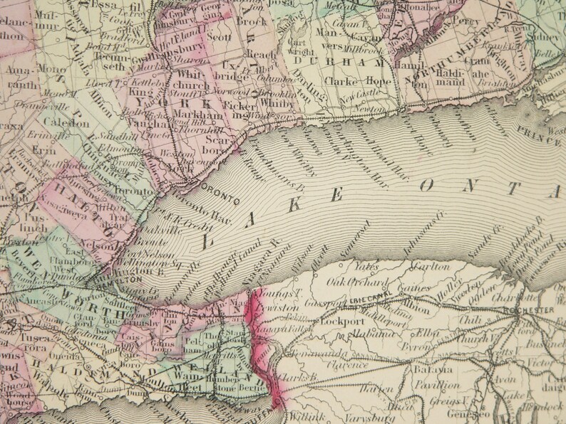 Antique Map Ontario Canada Quebec Map New Brunswick 1861 - Etsy