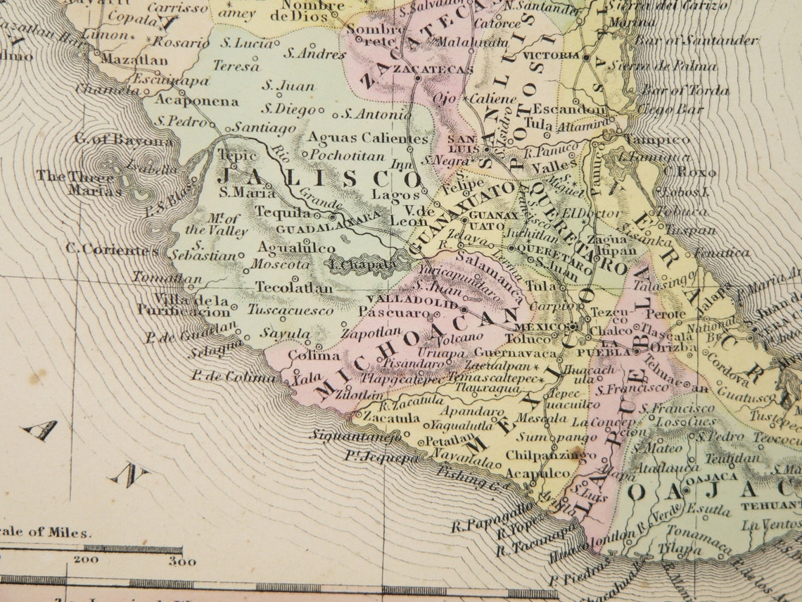 1854 Mitchell Map of Mexico and Central America Guatemala | Etsy