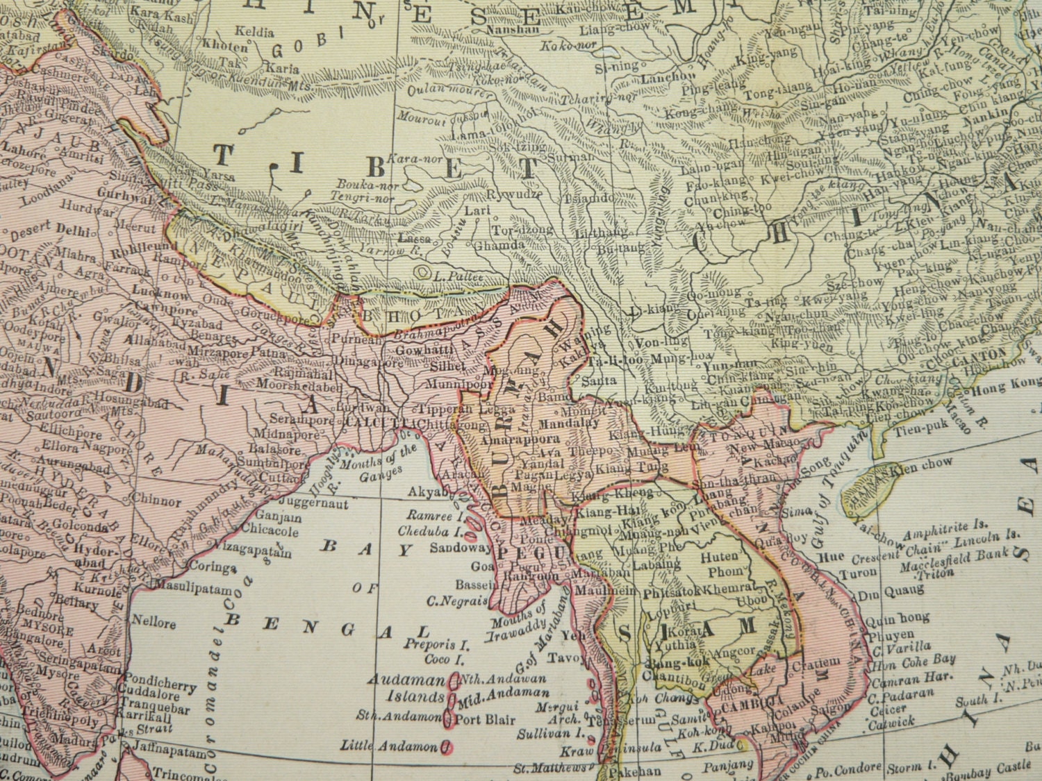 1885 Antique Asia Map, Russia, Pakistan, Afghanistan, Map of Middle ...