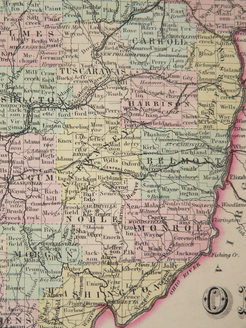 Antique Ohio Map 1856 Colton Map Original Vintage Map | Etsy