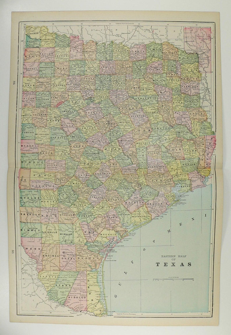East Texas Map Nevada Arizona Map 1898 Southwest US State Map | Etsy