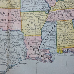 Antique United States Map 1884 Cram Map of the United States,color Map ...
