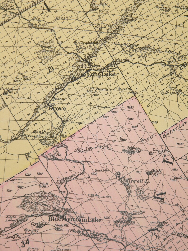 Large Map Hamilton County NY Map New York County Adirondack - Etsy