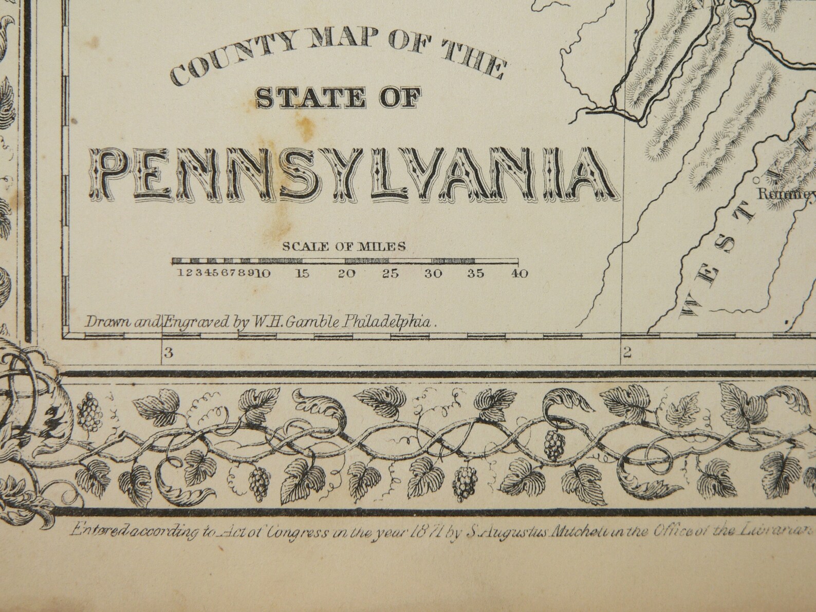 Antique Pennsylvania Map 1872 Mitchell PA Map Pennsylvania - Etsy
