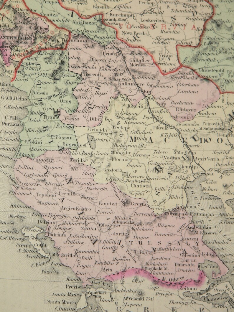 Antique Map Turkey in Europe Map Balkan Peninsula Map 1881 - Etsy