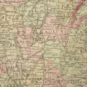 1886 Antique France Map 1886 Bradley Atlas Map of France, Vintage ...