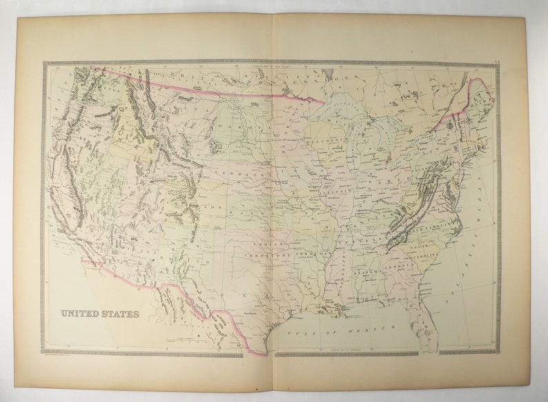 1889 United States Map Bradley Map of United States Large - Etsy