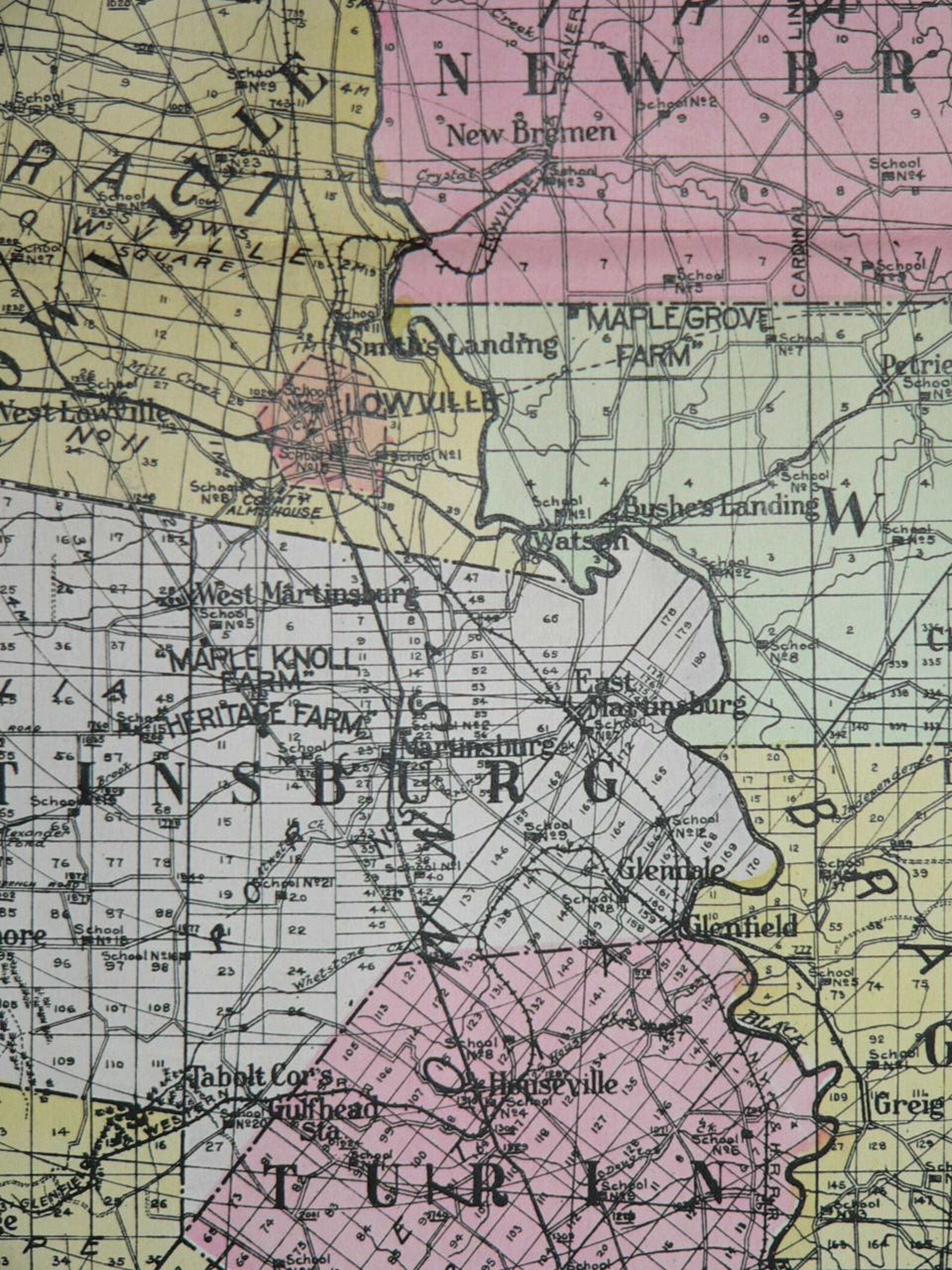 1912 Large Antique Lewis County NY Map, Original Vintage Map, Lowville ...