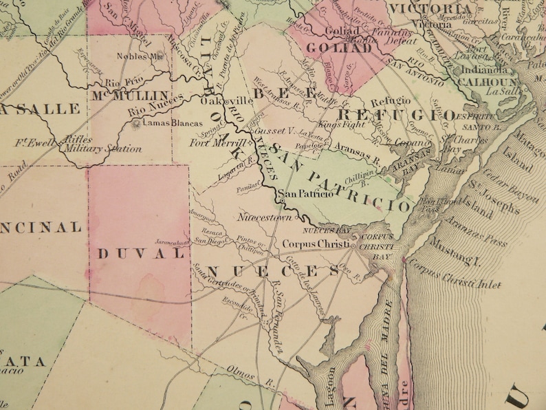 1864 Large Map of Texas Original Antique Texas Map by Johnson | Etsy