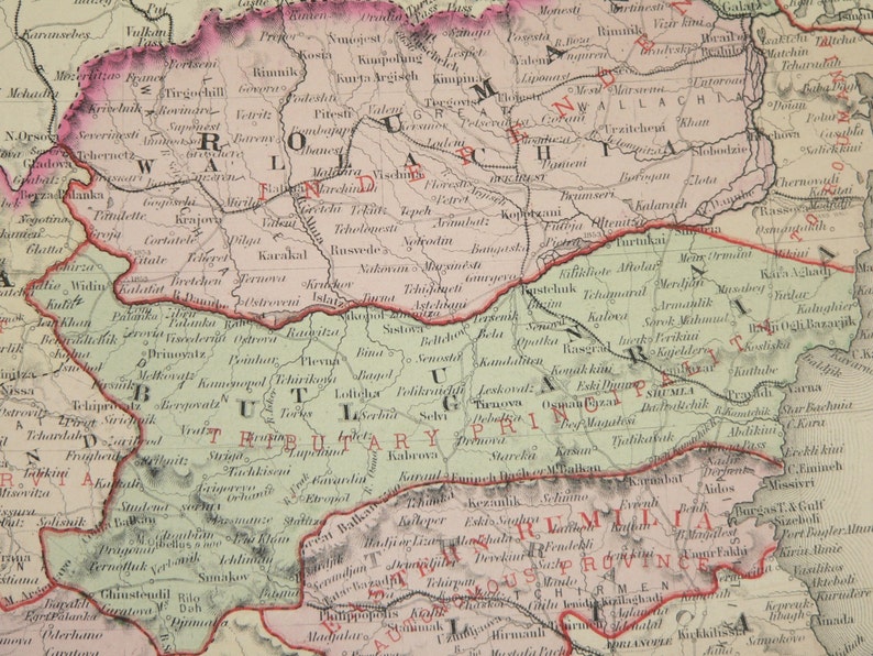 Antique Map Turkey in Europe Map Balkan Peninsula Map 1881 - Etsy