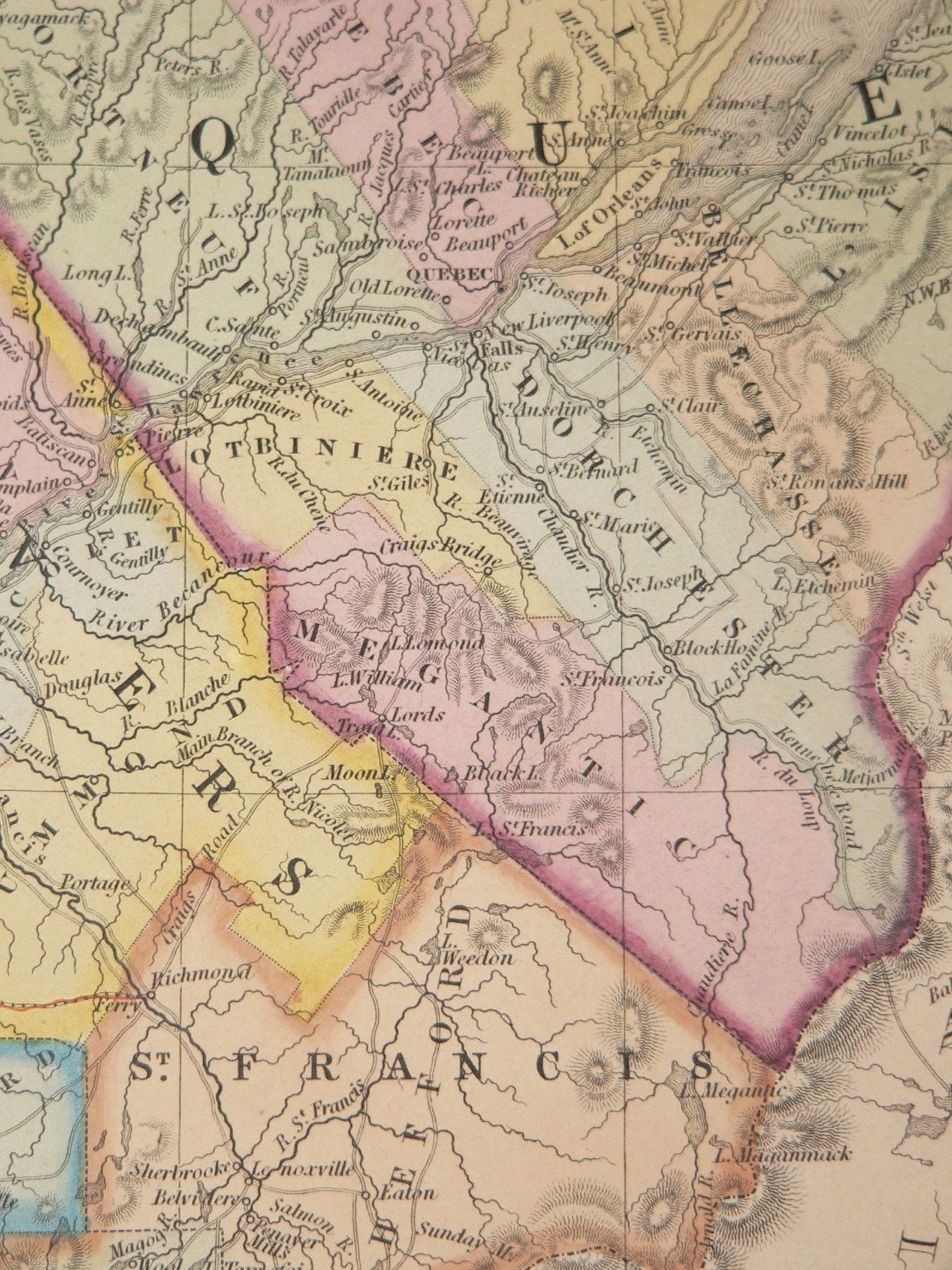 Original Vintage Quebec Map Quebec Canada Map 1852 Mitchell | Etsy
