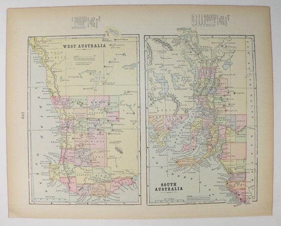 Antique 1899 Australia Map Vintage Map of Australia - Etsy