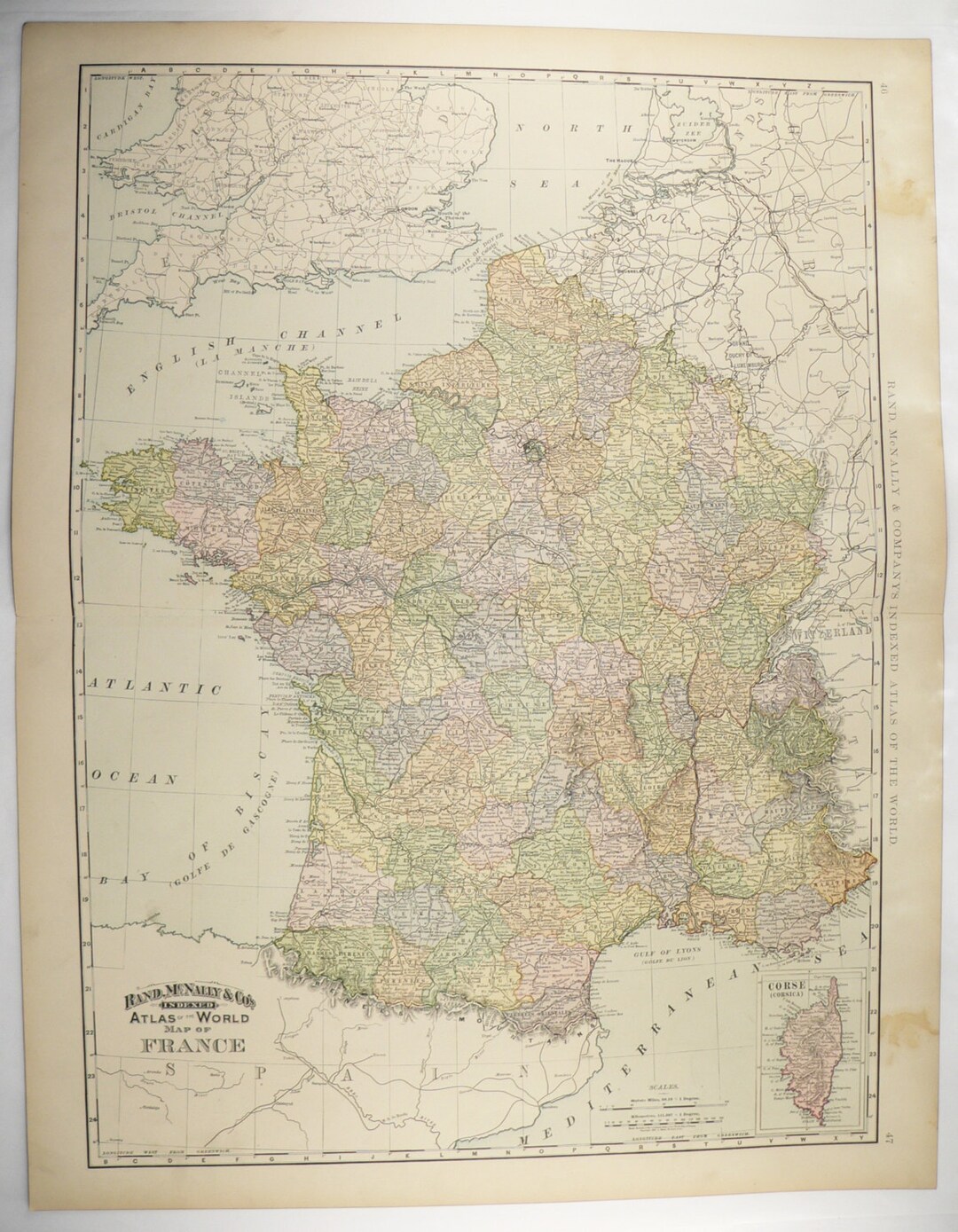 1898 Very Large Map of France, Original Antique France Map, Vintage ...