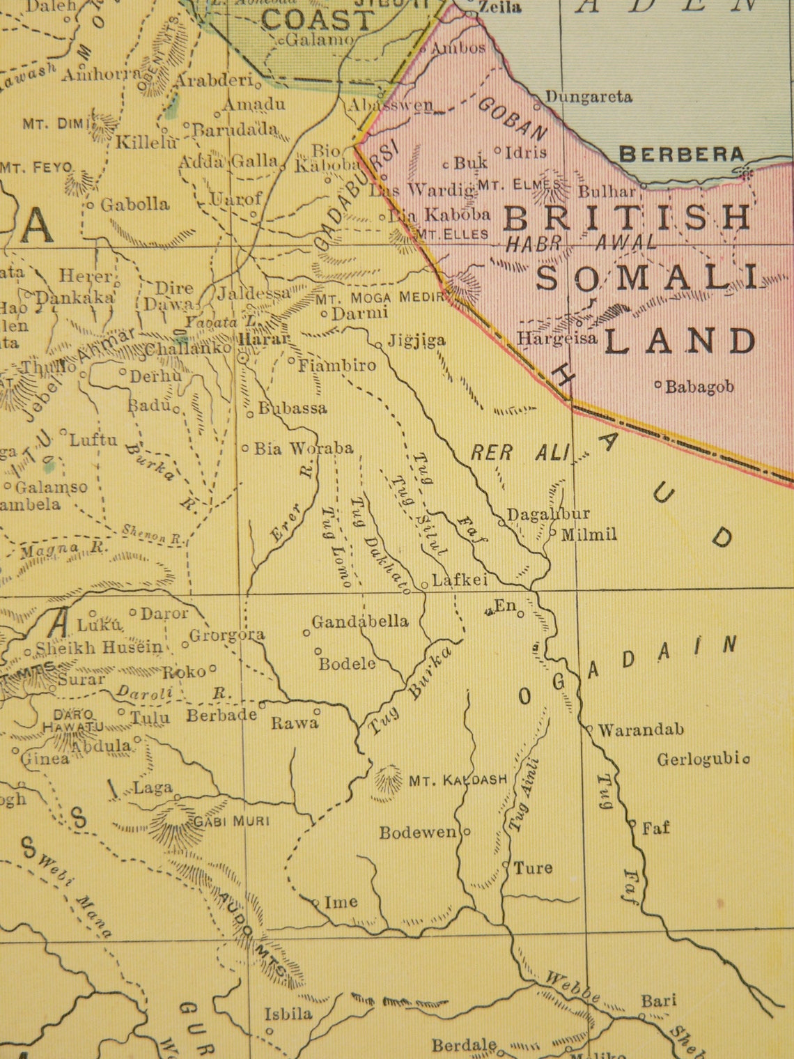 1912 Map of Abyssinia Ethiopia Somalia and Sudan Africa | Etsy