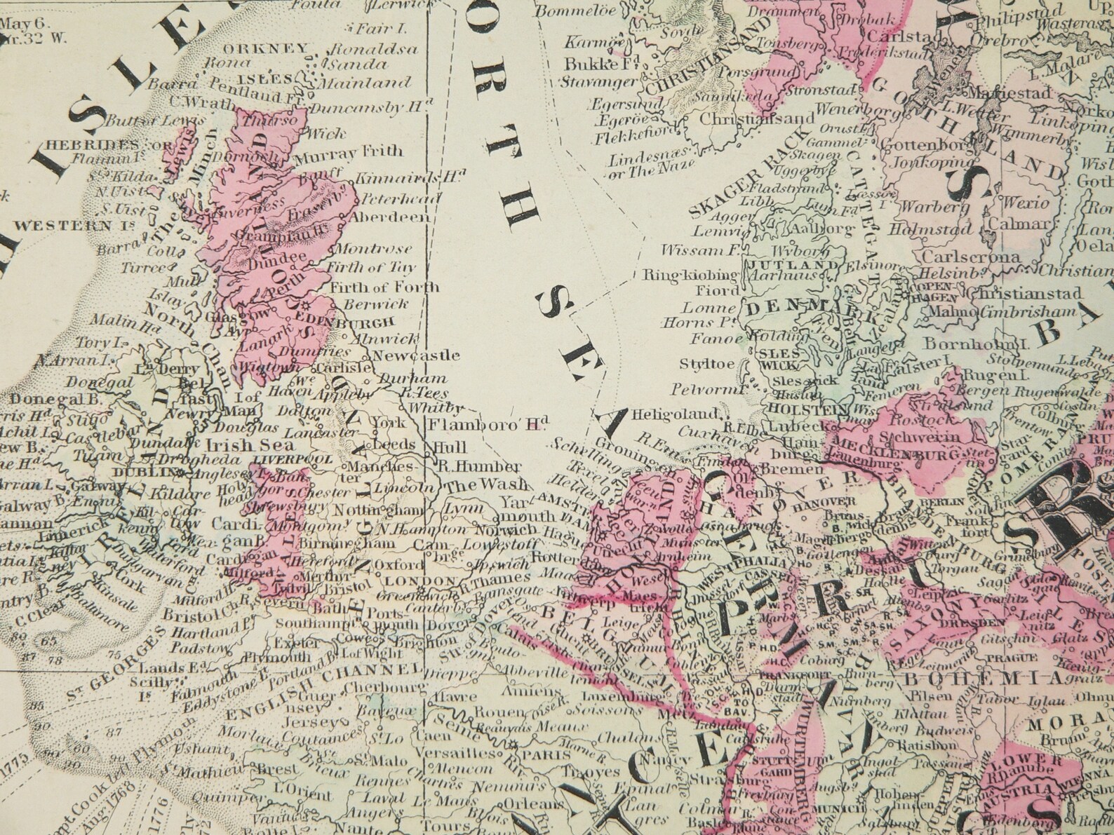 Antique Europe Map Large Vintage Map of Europe 1864 Johnson - Etsy