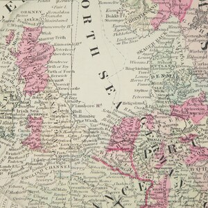 Antique Europe Map, Large Vintage Map of Europe 1864 Johnson Map ...