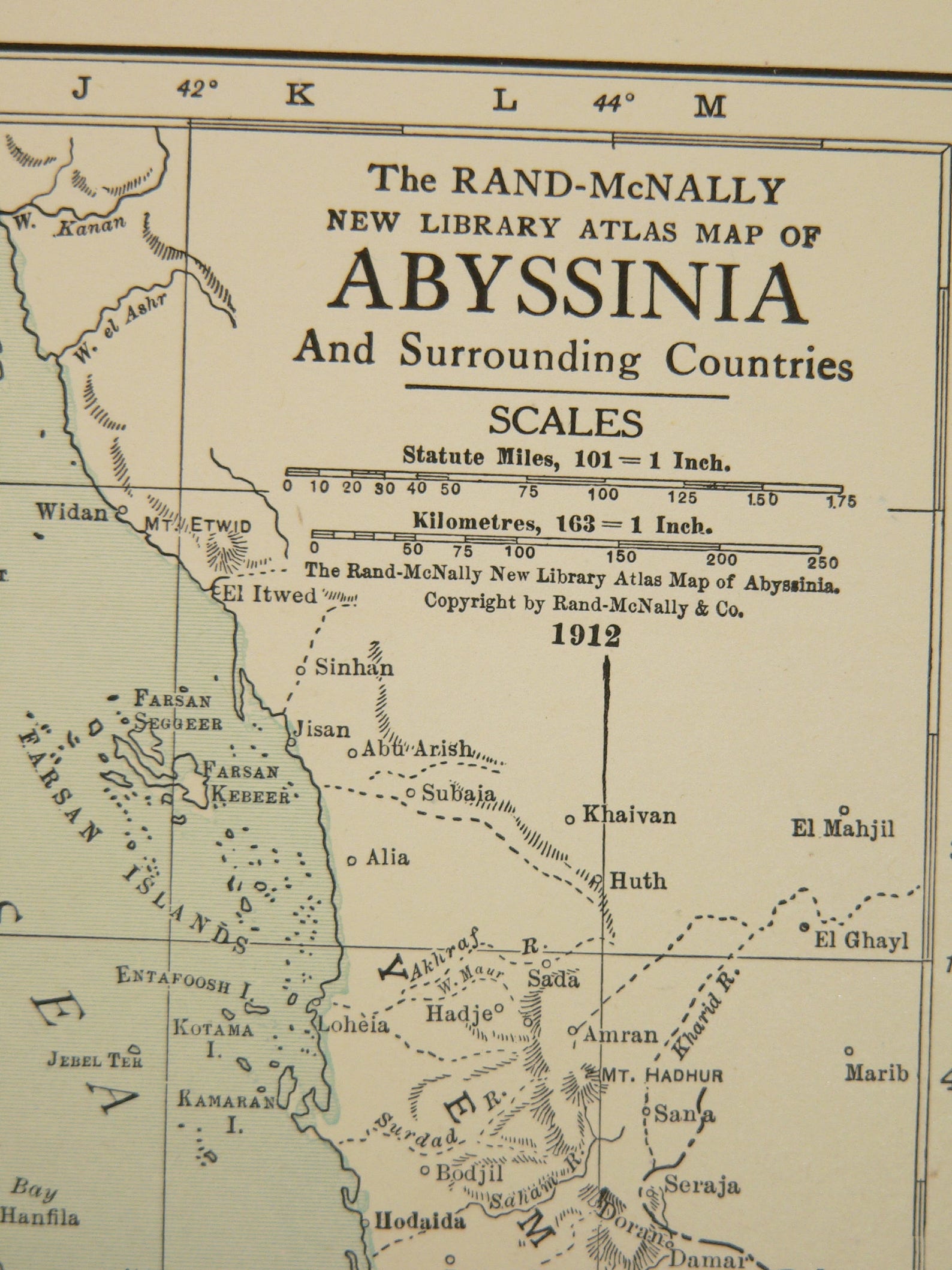 1912 Map of Abyssinia Ethiopia Somalia and Sudan Africa | Etsy