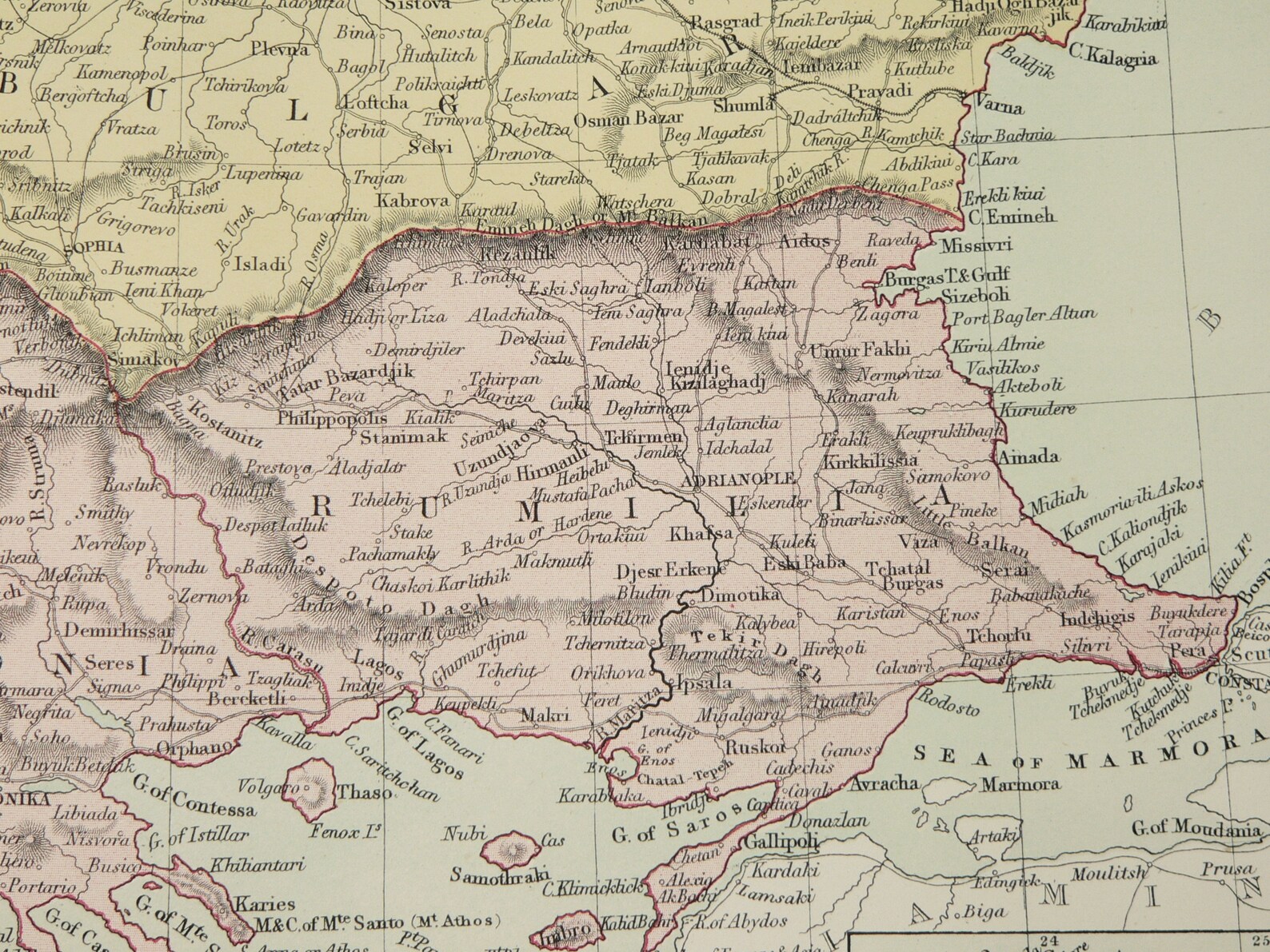 Original Antique Turkey in Europe Map 1873 A & C Black Map of Turkey in ...