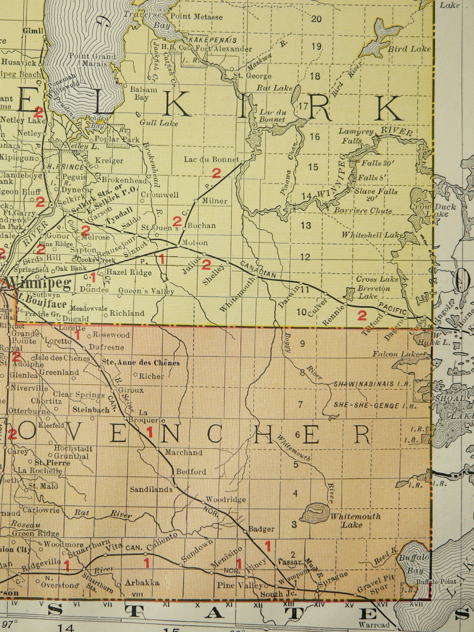 1908 Map of Manitoba Canada, Original Antique Map, Vintage Manitoba Map ...