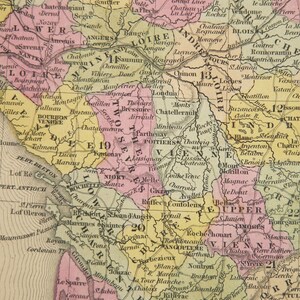 Real 1852 Mitchell France Map, Original Antique Map of France, Art Map ...