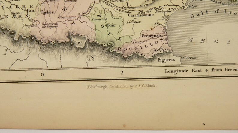 Antique France Map 1852 A & C Black Map of France Original | Etsy